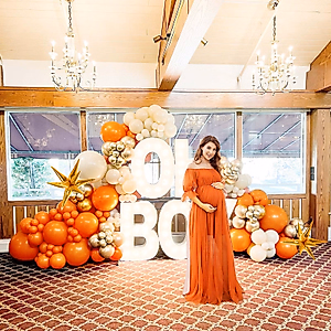 Fall Burnt Orange Gold white Balloon Garland Kit 144 Pcs Double stuffedBalloons for autumn thanksgiving Turkey Birthday Party bride to be Fall in love Little Pumpkin baby shower Decorations