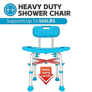 Gillion Heavy Duty Shower Chair with Back 500Lbs, 𝐅𝐫𝐞𝐞 𝐒𝐡𝐨𝐰𝐞𝐫 𝐒𝐜𝐫𝐮𝐛𝐛𝐞𝐫 𝐁𝐮𝐧𝐝𝐥𝐞𝐬, Tool-Free Bathtub Stool Shower Bench Seat with EVA Pad for Elderly Senior Handicap Disabled