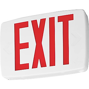 Lithonia Lighting LQM S W 3 R 120/277 EL N M6 Quantum Thermoplastic LED Emergency Exit Sign with Stencil-Faced White Housing and Red Letters with Nickel Cadium battery