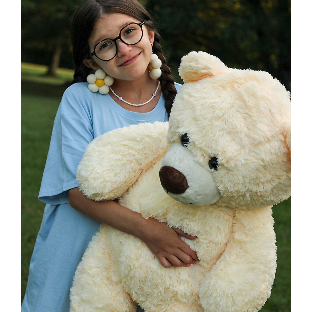 MorisMos Giant Teddy Bear Stuffed Animal 3 ft,36 in Large Teddy Bear,Big Teddy Bear for Baby Shower Decor,Soft Stuffed Bear Plush Toy for Kid Birthday Christmas Girlfriend Valentines Gift,Beige/Cream