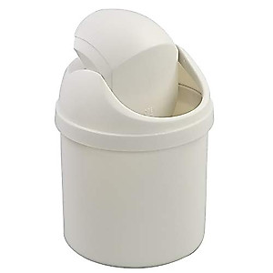 DynkoNA Mini Desktop Waste Bin, Countertop Garbage Can with Lid (White)