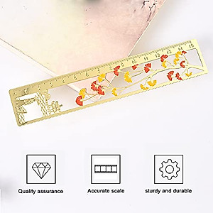 Bookmark Ruler Classical Metal Brass Book Mark Maple Leaf Hollow Page Marker for Teacher Appreciation Gifts Childrens Day Gifts