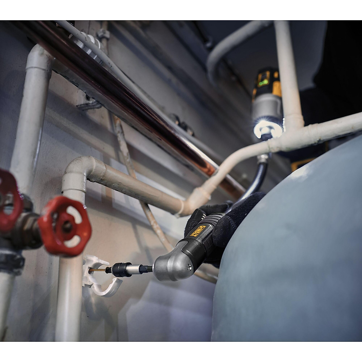 DEWALT Right Angle Drill Adaptor, FlexTorq, 4-in-1 System, Compact, Straight Flexible Shaft, 12-Inch (DWAMRASETFT)