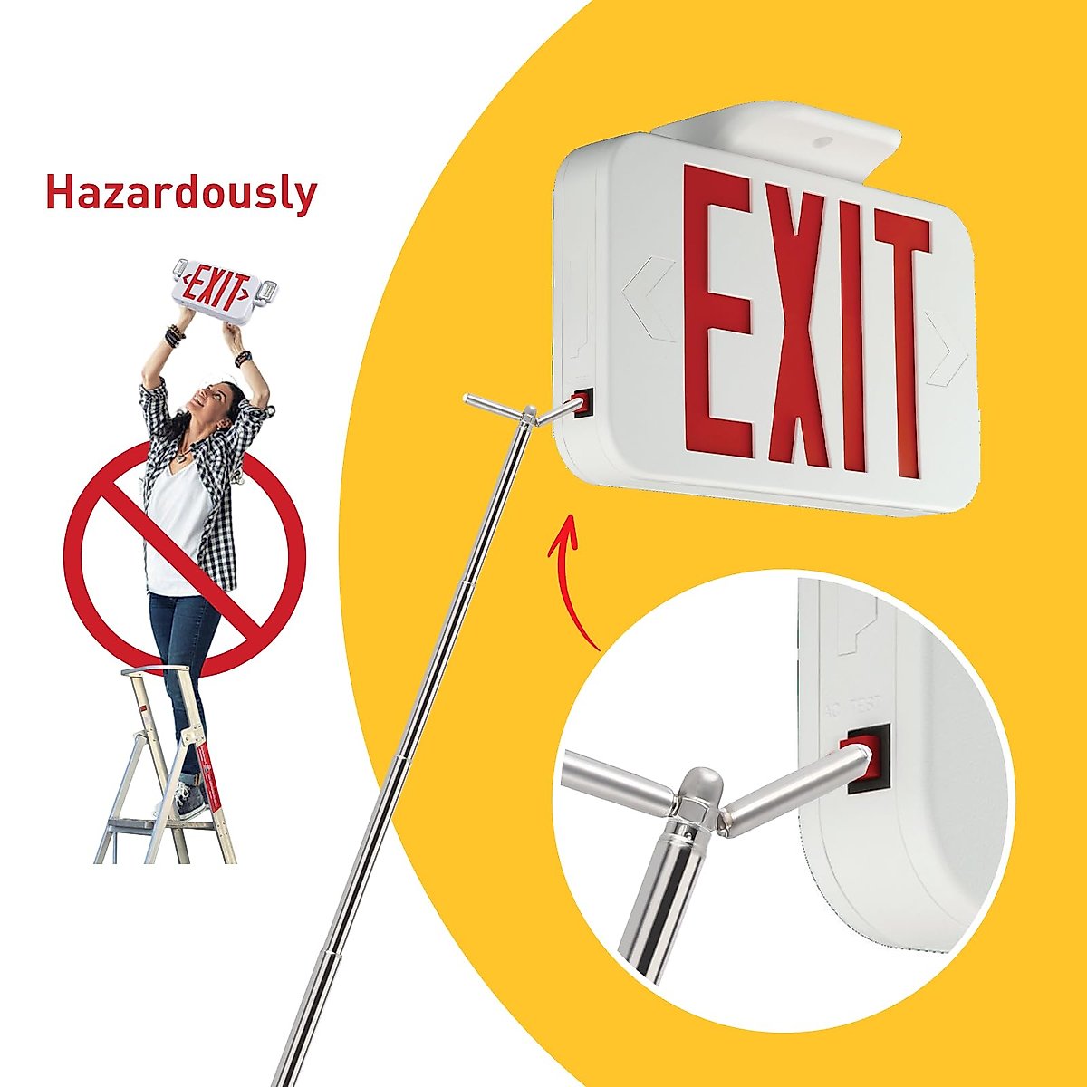 Smoke Detector Tester Pole - Smoke Detector and Emergency Exit Light Extendable Pole Tester - Emergency Light Testing Pole - Ensuring Safe and Efficient Testing of Life Safety Products