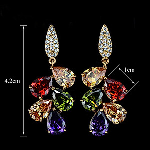 Earring for Women, Classic Multi Gemstones 14K Rose Gold Plated Earring with Amethyst Garnet Morganite Peridot Women Jewelry