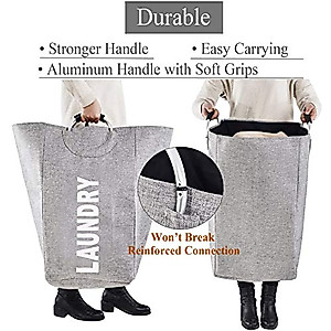 XIGUI Large Collapsible Laundry Hamper Bag with Handles, 13 x11 x 20Inches Foldable Clothes Basket for Washing Storage