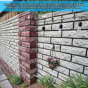 Lewufe Stainless Steel Brick Wall Clips, Brick Hooks Clamp Outdoor Heavy Duty 1-3/4" to 2-3/4" Brick Hook Brick Hangers No Drill, 6 Packs