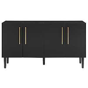Crosley Furniture Everett Mid-Century Modern Sideboard, Matte Black