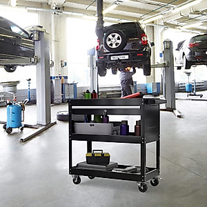 3-Tray Rolling Tool Cart,330 LBS Capacity Utility Tool Cart on Wheels with Lockable Drawers, 3 Tier Utility Tool Organizer Cart for Garage, Warehouse, Workshop & Repair Shop