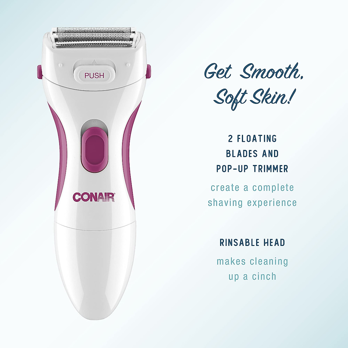 Conair Body and Facial Hair Removal for Women, Cordless Electric Dual Foil Shaver & Trimmer, Perfect for Face, Ear/Nose, Eyebrows, Legs, and Bikini Lines