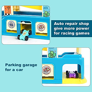 Gliding Car Toy Toddler Toys Car Ramp Toy Race Track Car Gifts Zig Zag Car Slide with 6 Ramps 8 Mini Cars- Racing Car Toys for Kids Boys Girls 3 4 5 6