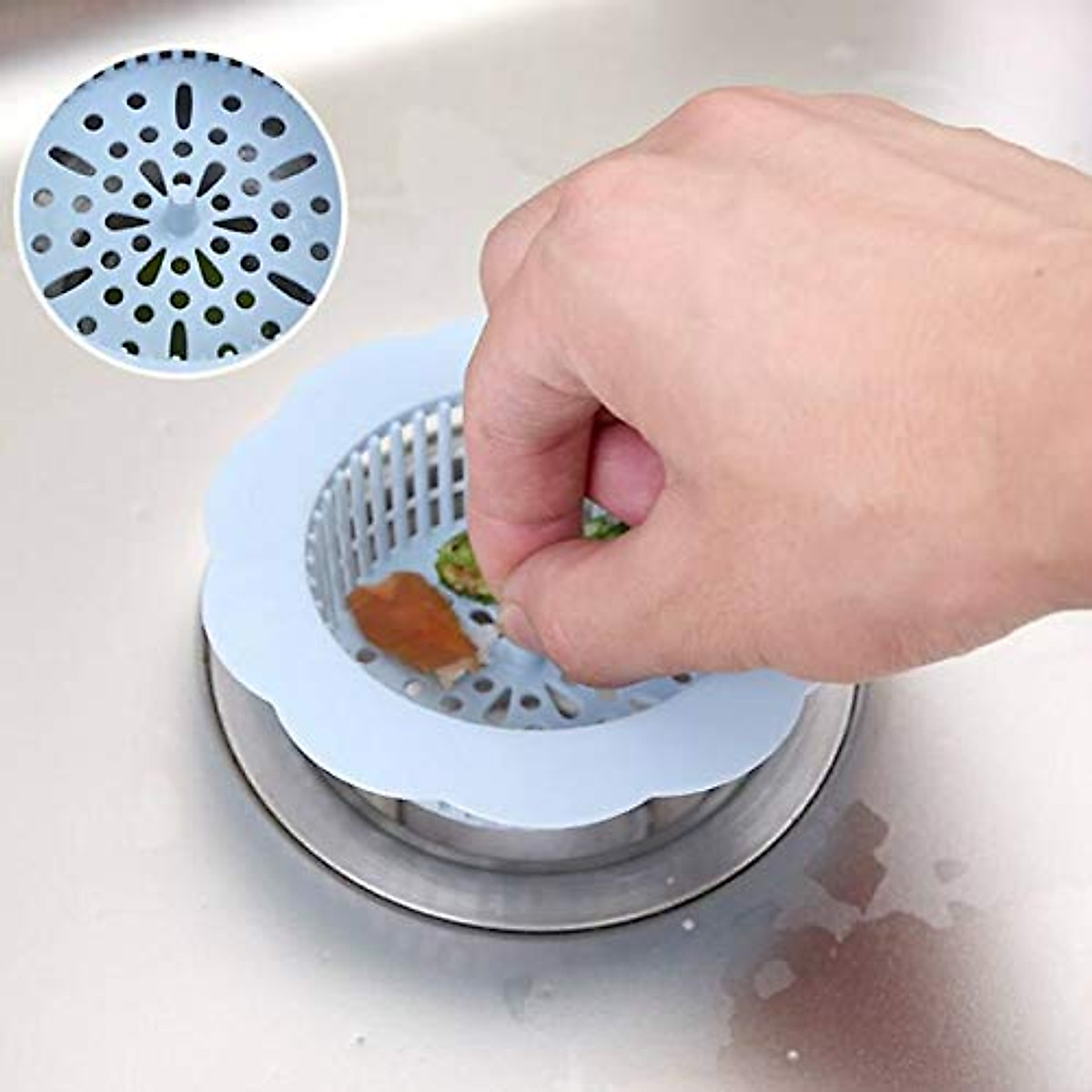 JIANYI Plastic Sink Strainer, Kitchen Sink Strainer, Large Wide Rim 4.5" Diameter Sink Strainer for Kitchen Sink - Pink