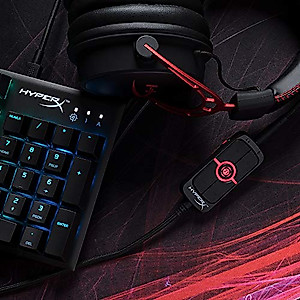 HyperX Amp USB Sound Card - Virtual 7.1 Surround Sound - Works with PC/PS4 - Plug and Play Audio Upgrade for Stereo Headsets (HX-USCCAMSS-BK)