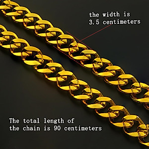 Sanglarst Gold Chain Necklace, 35.5 Inch Chunky Chain Golden Ultra Luxury Looking Feeling Real Solid 14K Gold plated Curb Fake Neck Chain for Party Dancing