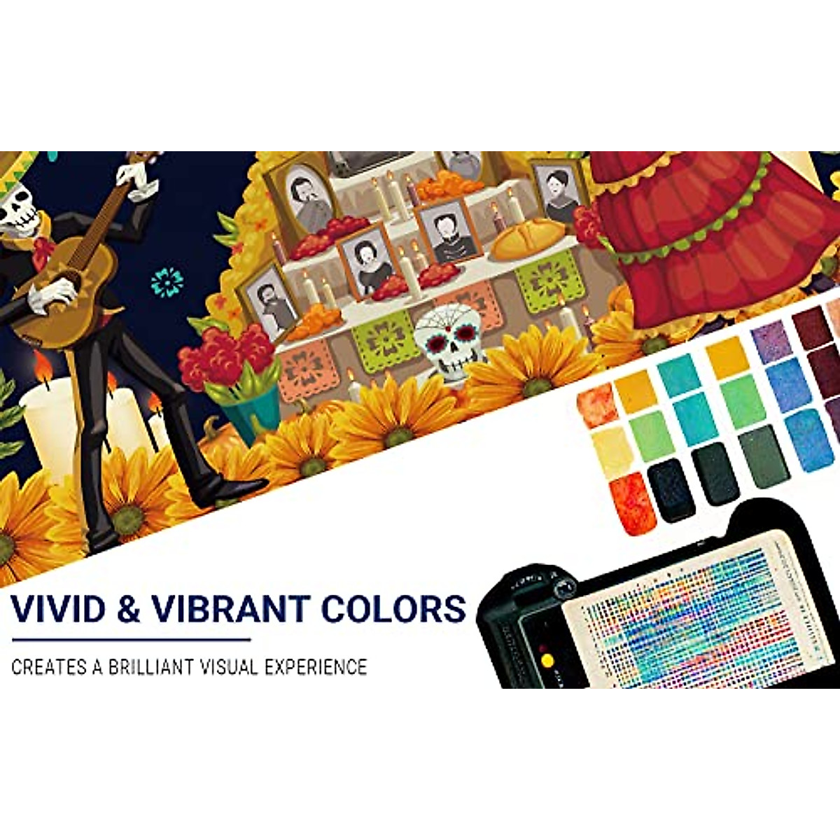 Allenjoy Day of The Dead Dia DE Los Muertos Backdrop Mexican Sugar Skull Flower Tombstone Fiesta Marigold Carnival Dress-up Party Background Cake Table Decor Photoshoot Photo Booth Studio Props