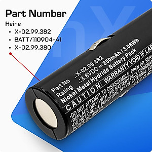 LIONX Battery for Heine Beta Handles Ophthalmoscope Beta 200 Ophthalmoscope Beta 200s Short F.O. Laryngoscope Handle BATT/110904-A1 X-02.99.380 X-02.99.382 850mAh / 3.06Wh