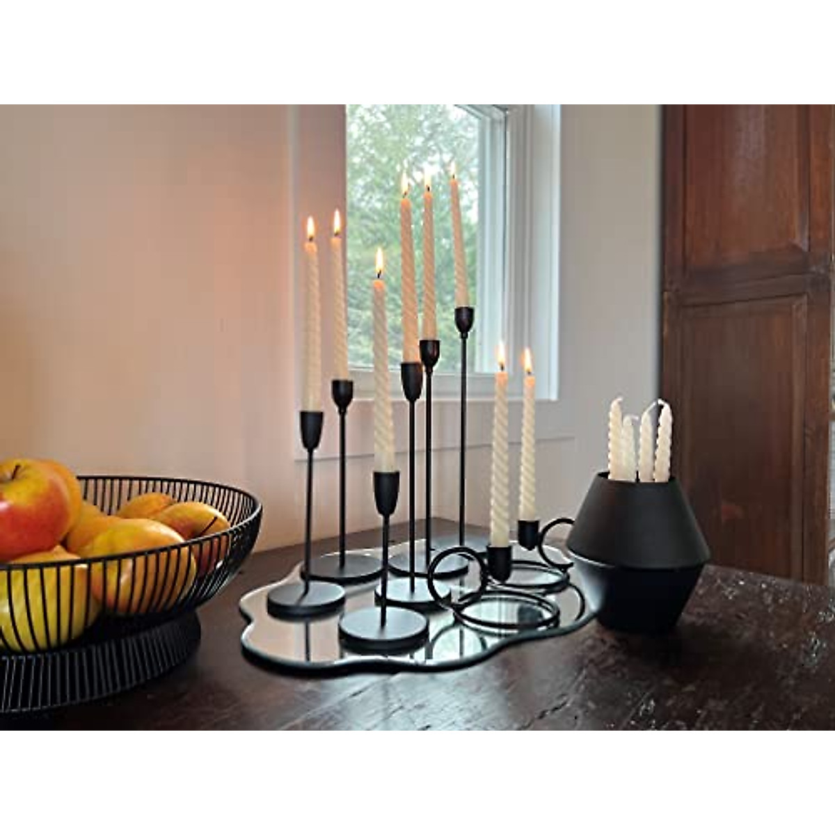 12 Piece Creamy White Twist Taper Candles, 2 Boxed Sets of 6, 4 Hours Burn Time, Paraffin Wax, 7.75 Inches