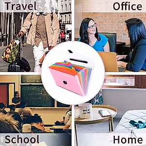 13 Pocket Portable Expanding File Folders, Accordion File Document Organizer with dividers for Any Paper and Document - Rainbow