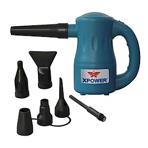 XPOWER A-2 Cyber Duster Electric Air Duster for Dusting, Drying, Inflating, Blowing, Car Detailing, Computer, Leaf Blowing, 90 CFM, 7 Nozzles + 2 Brushes, High Performance Motor, Eco-Friendly, Blue