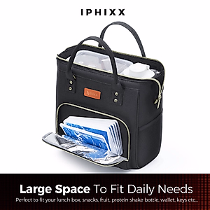 iPhixx Lunch Bags for Women, Lunch Box for Women Insulated Lunch Bag, Leakproof Lunch Tote Bags for Work with Adjustable Strap Reusable Cooler Tote Bag for Picnic,Camping, 8 Ice Packs