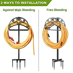 Garden Hose Holder Freestanding, Water Hose Holder Holds 125-feet Hose, Heavy Duty Garden Hose Storage Hose Stand Detachable Water Hose Holders for Outside Yard Lawn