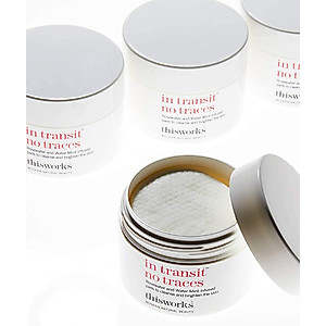 thisworks in transit no traces, Rosewater and Mint Infused Facial Cleansing Pads, Gently Removes Make-Up and Dirt, 60 Pads
