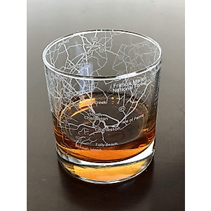 Rocks Whiskey Old Fashioned 11oz Glass Urban City Map Charleston South Carolina