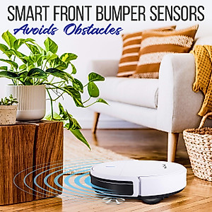 SereneLife Smart Automatic Robot Cleaner-1400 PA Charging Robo Vacuum Cleaner with Docking Station, Self Activation, Anti-Fall Sensors-Carpet, Hardwood, Linoleum, Tile-Pure Clean, White