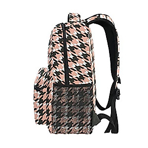 Houndstooth Tartan Tweed Laptop Backpack 16 Inch Large Backpack for Women Men School Business Work Travel Backpack