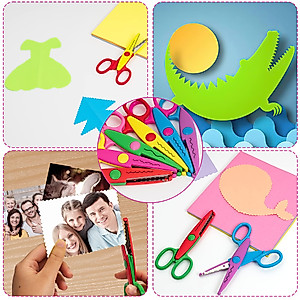 Colorful Craft Scissor Set with Decorative Edge in 6 Patterns Available for Left and Right Handed Safe for Kids Decorative Scissors for DIY, Scrapbooking, Kids Crafts to Make Smooth Cuts 6 Pack