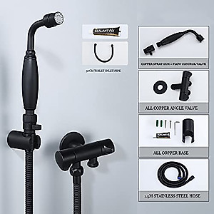 JIYTG Handheld Bidet Sprayer 2 Spray Modes Baby Cloth Diaper Sprayer Single Cold Toilet Sprayer Wall Mounted Brass Handheld Sprayer Kit with Angle Valve