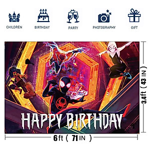 Spider Miles Party Supplies,Sparkling Cake Topper Birthday Cupcake Decoration Banner Backdrop Tablecloth Balloons Wrappers