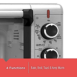 BLACK+DECKER TO3240XSBD 8-Slice Extra Wide Convection Countertop Toaster Oven, Includes Bake Pan, Broil Rack & Toasting Rack, Stainless Steel/Black Convection Toaster Oven