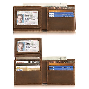 Mens Wallet With AirTag Holder, Bifold Leather RFID Blocking 2 ID Windows 12 Card Holders, Gift Box and Screen Protector Included, AirTag Not Included