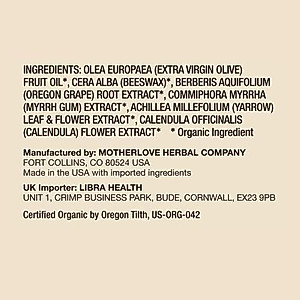 Motherlove Diaper Balm (1 oz) Organic Herbal Diaper Rash Cream—Cloth Diaper Safe, Zinc Oxide- & Petroleum-Free—Ideal Diaper Bag Size