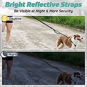 rabbitgoo Tactical Dog Leash, Bungee Dog Training Leash with Shock Absorption, Military Dog Leash with 2 Padded Control Handles for Medium Large Dogs, 4-5.2FT