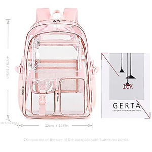 abshoo Large Clear Backpack For Girls Women School Bookbag Heavy Duty Transparent Backpack (Pink)