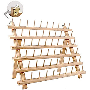 BAENRCY 4-Pack 60-Spool Wooden Thread Holder Sewing and Embroidery Thread Rack and Organizer Thread Rack for Sewing with Hook