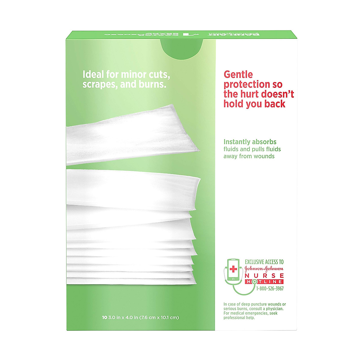 Band-Aid Brand Adhesive Bandages, Large Hurt-Free Non-Stick Pads, 3-Inch x 4-Inch Pads, 10 Count, 3 Pack