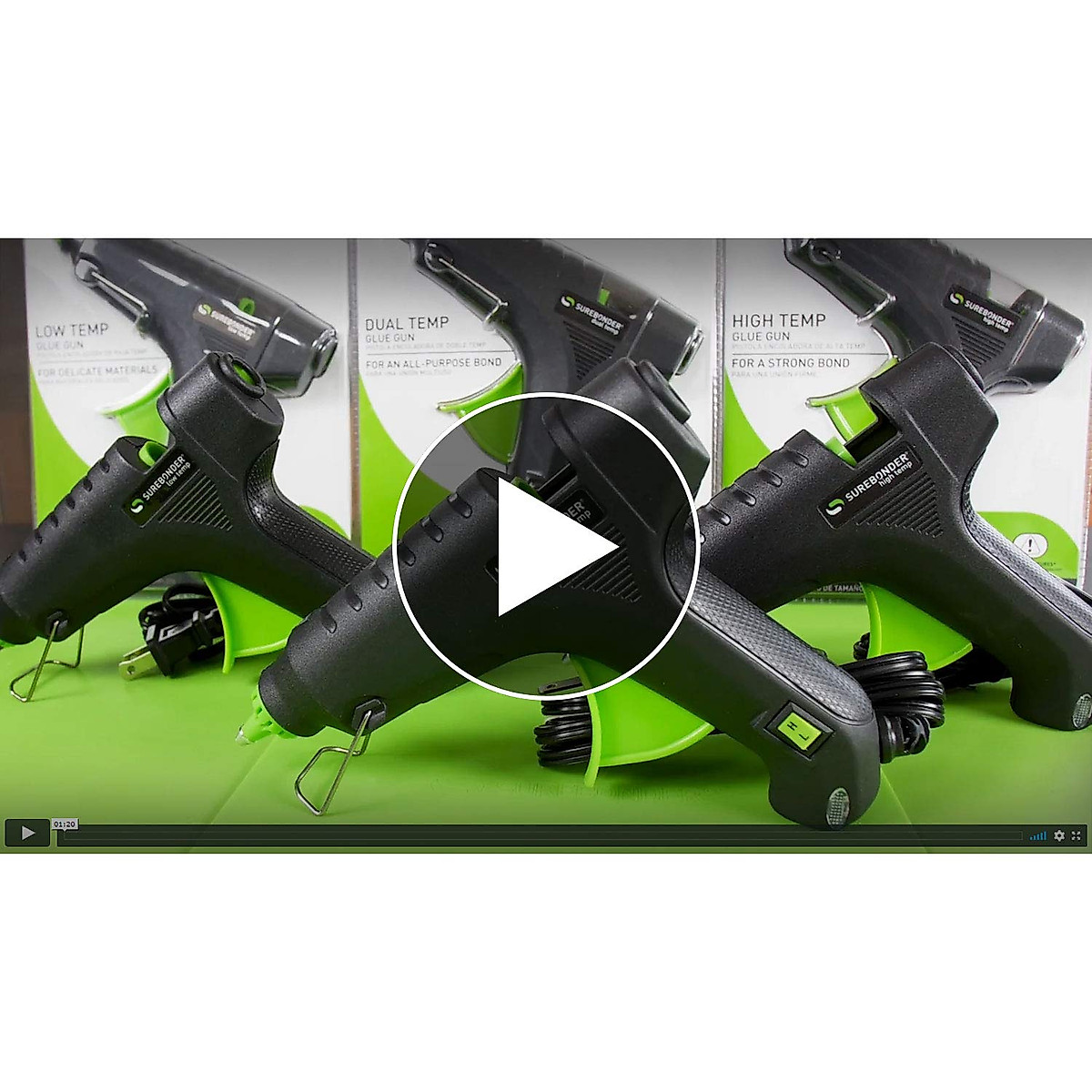 Surebonder DT-270 Dual Temperature 40W Full Size Hot Melt Glue Gun-Uses 7/16" D Glue Sticks , Green/Black