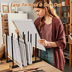 ikkle Art Storage Rack Painting Canvas Storage Rack, Metal Drawing Storage Rack for Canvas Frame Drawing Board (Black)