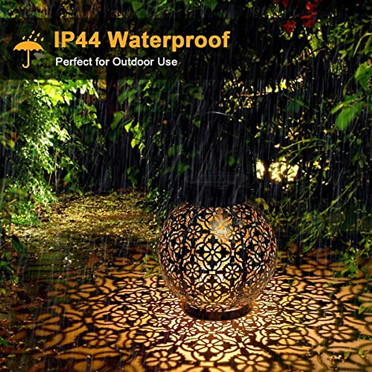 Tencoz Solar Lantern, Outdoor Waterproof Garden LED Solar Light, Decorative Metal Hanging Solar Powered Lantern for Garden, Patio, Yard and Table