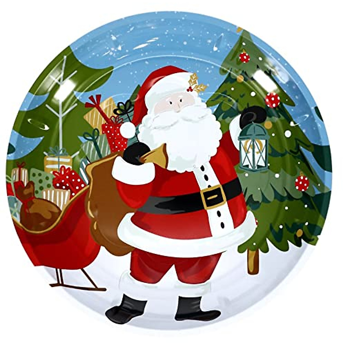 IM Customization Christmas 10-in. Tin Serving Trays - Set of 4 - One of Each Design Including Santa, Snowman, Snowflakes, and Poinsettias