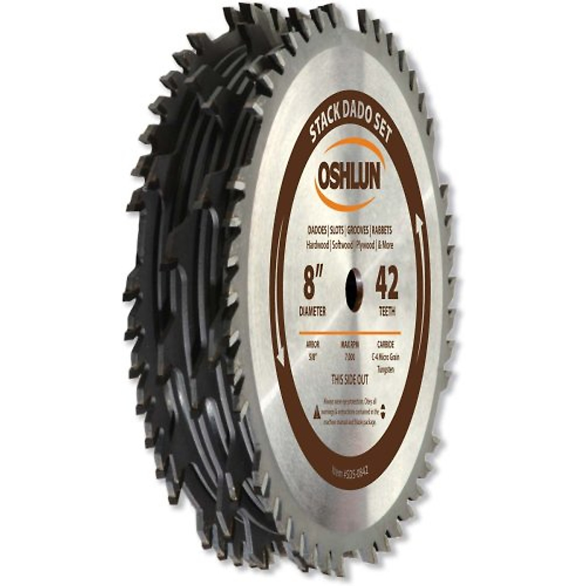 Oshlun 8-Inch 42 Tooth Stack Dado Set with Bosch Dado Insert