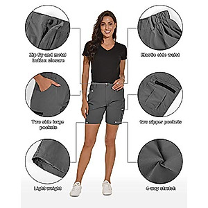 VAYAGER Women's Hiking Cargo Shorts Quick Dry Lightweight Stretch Shorts Golf Fishing Outdoor Casual Shorts Grey X-Small