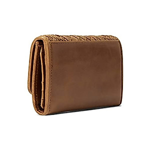 Frye Melissa Metallic Basket Woven Wallet Cognac One Size