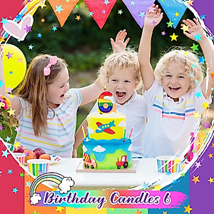 Tondiamo Rainbow Number Candle Birthday Cake Topper Birthday Candle Number Cake Topper Candle for Cake for Boys Girls Kids Party Supplies Rainbow Ornament Decorations (Number 6)