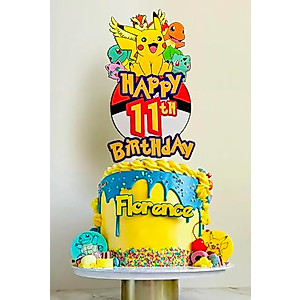 Custom Anime Cartoon Birthday Cake Topper Poke Birthday Party Decorations