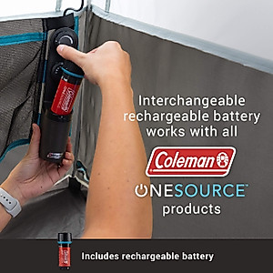 Coleman OneSource Rechargeable 4/6 Person Camping Tent with Airflow System & LED Lighting, Includes Rainfly, Tent Fan, Lights, and Interchangeable Battery Pack, Easy Setup Tent for Camping