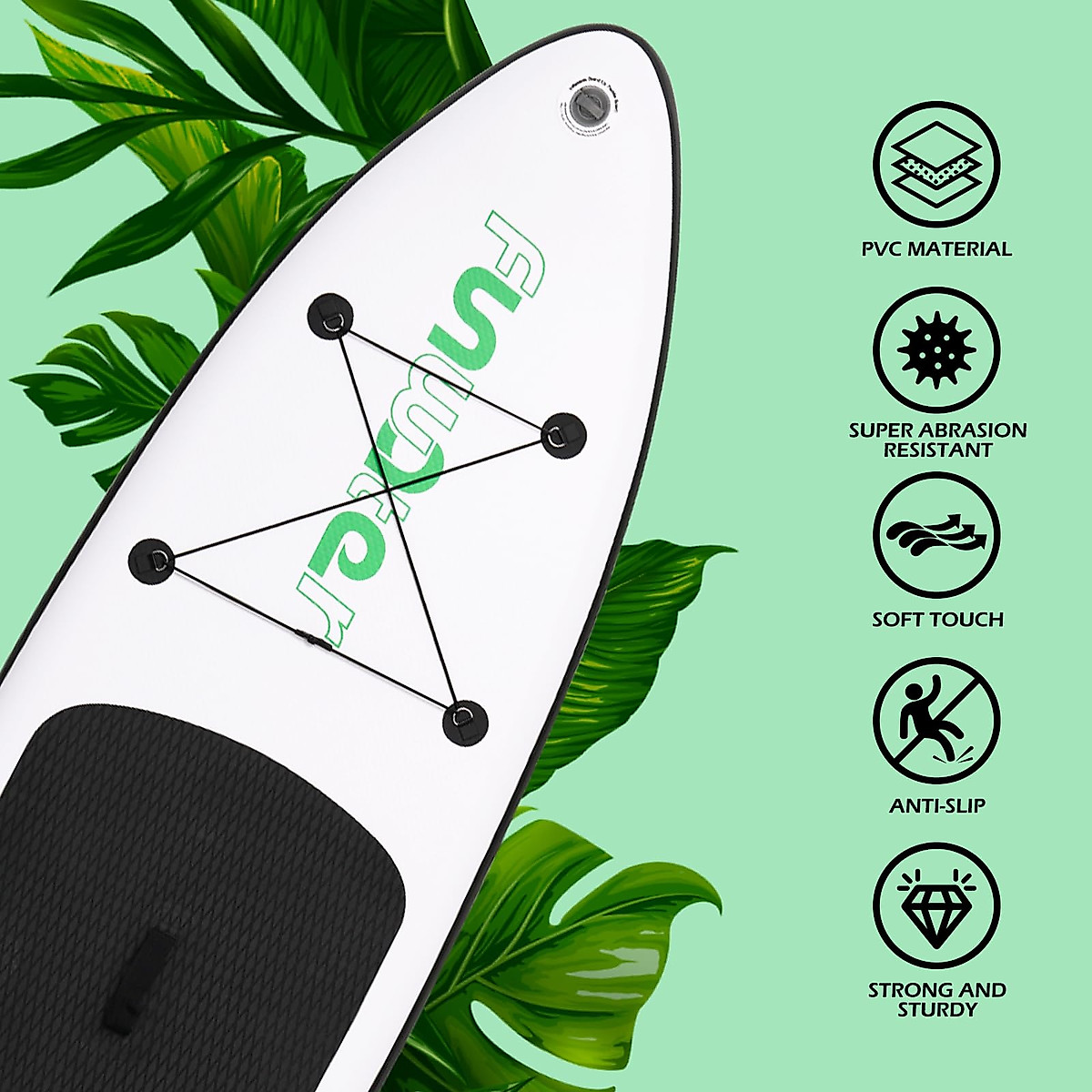 FunWater SUP Inflatable Stand Up Paddle Board 10'x31''x6'' Ultra-Light Inflatable Paddleboard with ISUP Accessories,Fins,Adjustable Paddle, Pump,Backpack, Leash